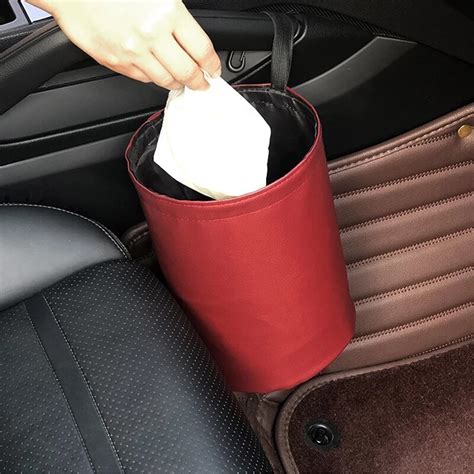 차량용 방수 가죽 쓰레기통 블랙 쓰레기통 다목적 접이식 쓰레기통 인테리어 컨테이너 Aliexpress