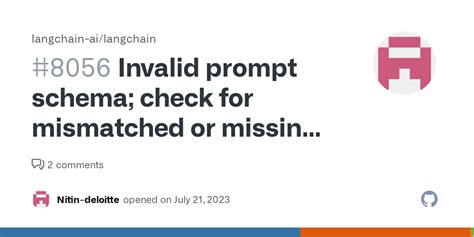 invalid prompt schema check for mismatched or missing input parameters