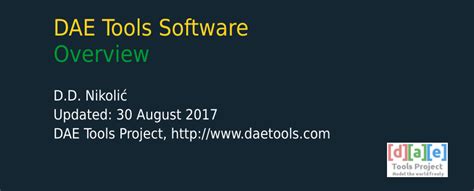 Pdf Dae Tools Overview