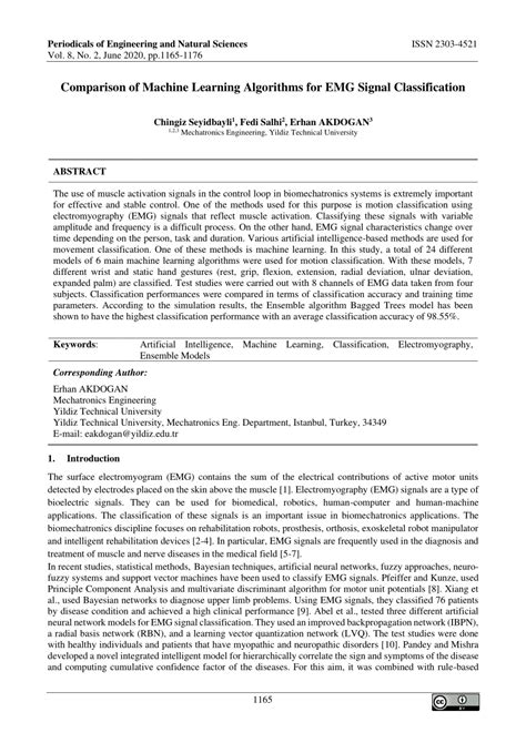 pdf comparison of machine learning algorithms for emg signal