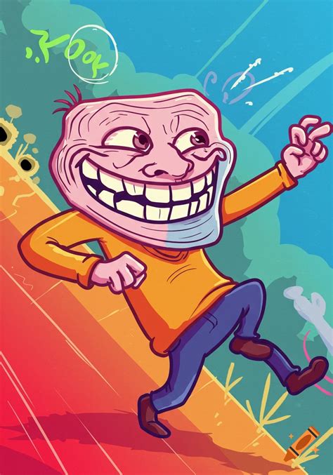 Cartoon Trollface Character Running And Making A Peace Sign On Craiyon