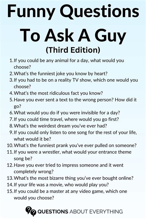 51 Funny Questions To Ask a Guy Guaranteed To Make Him Laugh | Funny ...