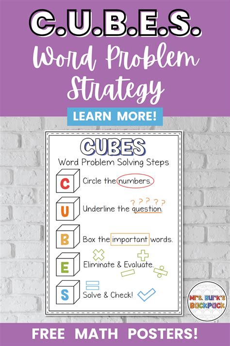 Cubes How To Solve Word Problems Mrs Burks Backpack
