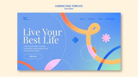 그라디언트 교육 개념 랜딩 페이지 템플릿 무료 Psd 파일