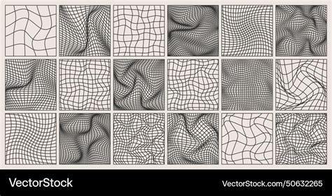 Wireframe Shapes Lined Perspective Mesh D Grid Vector Image