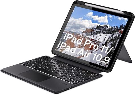 Doohoeek Tastatur Hülle mit Trackpad Trennbare Bluetooth QWERTZ Tastatur mit Touchpad