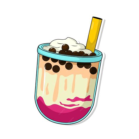 Premium Vector Bubble Tea Vector Sticker Cartoon Hand Draw Illustration Art