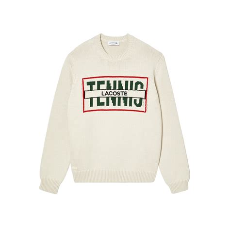 라코스테 테니스 로고 인타르시아 크루넥 풀오버 화이트 Lacoste Kream