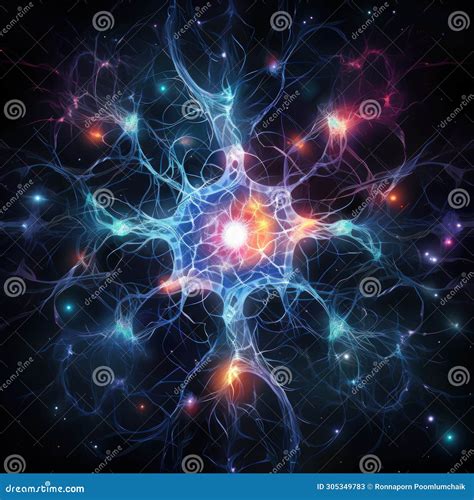 Close-up of a Human Brain, Illustrating Firing Neurons and Neural Extensions Stock Illustration ...