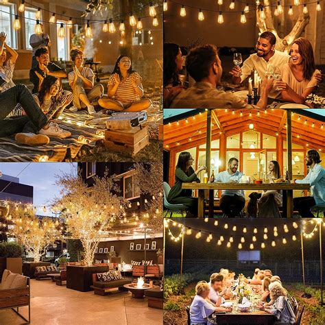 Outdoor Garden String Festoon Lights Plastic Bulbs Outside Patio Lighting