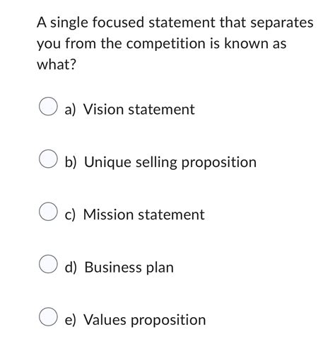 Solved A Single Focused Statement That Separates You From