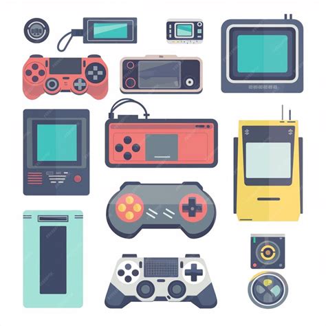 Premium Vector A Collection Of Video Game Controllers Including One