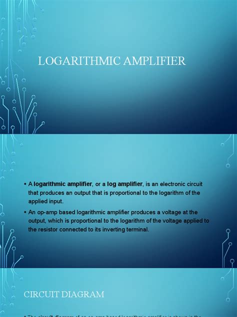 Logarithmic Amplifier Presentation Pdf Operational Amplifier Amplifier