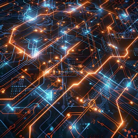 Abstract Futuristic Circuit Board With Glowing Lines Stock Illustration Illustration Of Wires