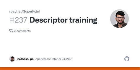 Descriptor Training · Issue 237 · Rpautratsuperpoint · Github