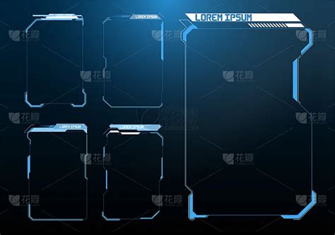 数码插图的编号标题。一套模板，低三分之一的现代横幅的展示。hud Ui Gui未来框架用户界面屏素材 花瓣网