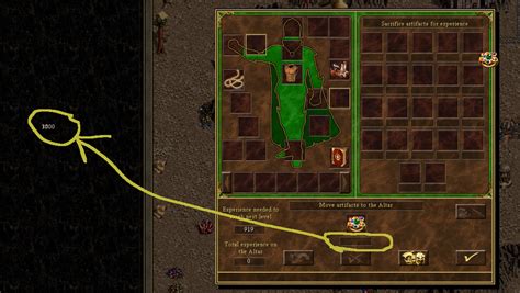 Altar Of Sacrifice Expierence Text On Artifact Selection Is Off