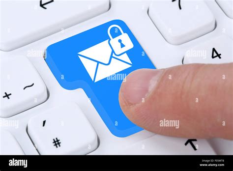 Sending Encrypted Secure E Mail Email Mail Message On Computer Stock Photo Alamy