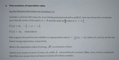 Solved Time Evolution Of Expectation Value Use The Following