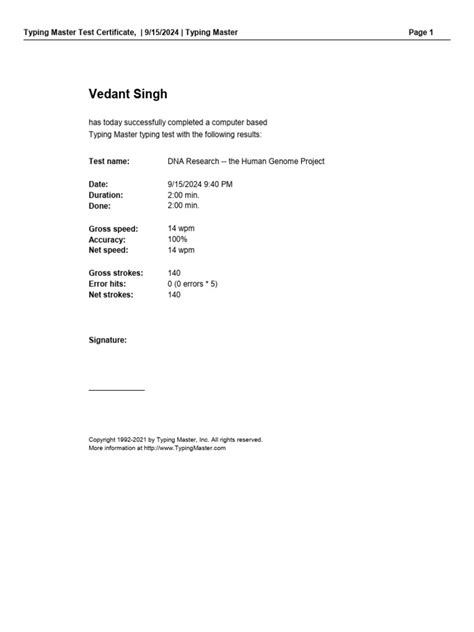 Typing Test Certificate Pdf