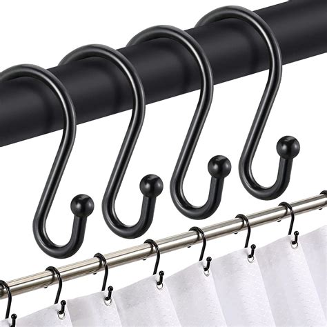 24 Pcs Black Shower Curtain Hooksshower Curtain Rings S
