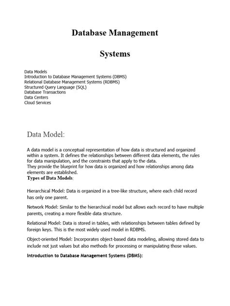 Dbmsnotes Pdf Relational Database Databases