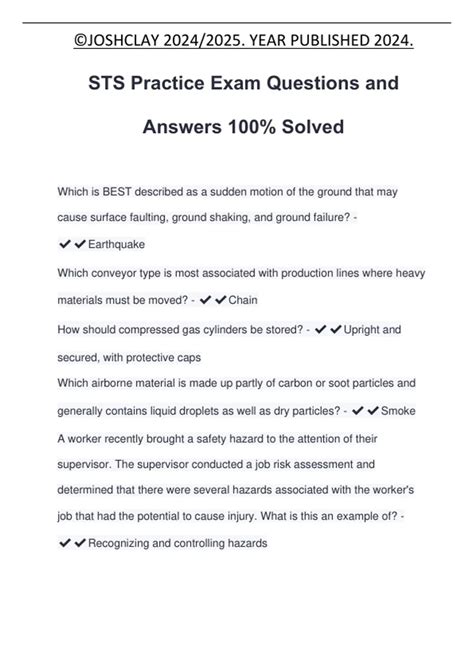 Sts Practice Exam Questions And Answers 100 Solved Sts Stuvia Us