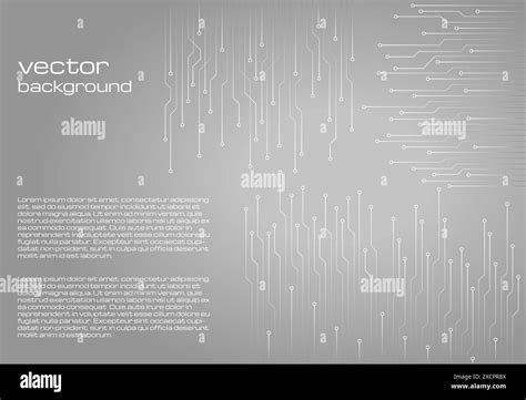 Abstract Technological Gray Background With Elements Of The Microchip Circuit Board Background