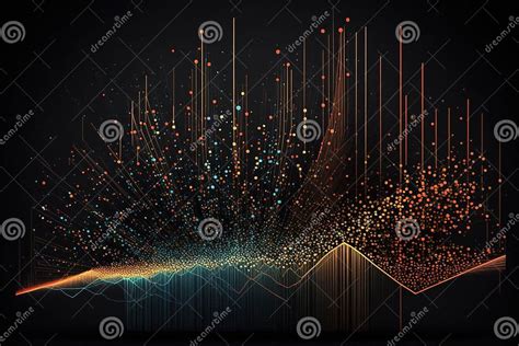 Technology Background With Graphs Lines Dots And Streaming Of Binary