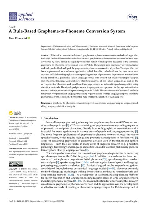 Pdf A Rule Based Grapheme To Phoneme Conversion System