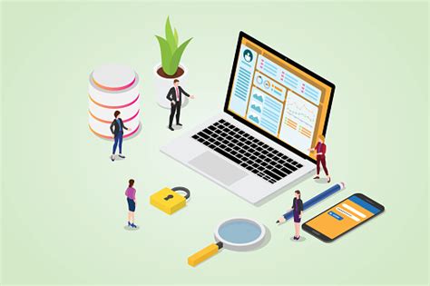 Cms 콘텐츠 관리 시스템 개념 노트북 및 웹 사이트 페이지 아이소메트릭 스타일로 스마트폰에 보안 로그인 벡터 3차원 형태에