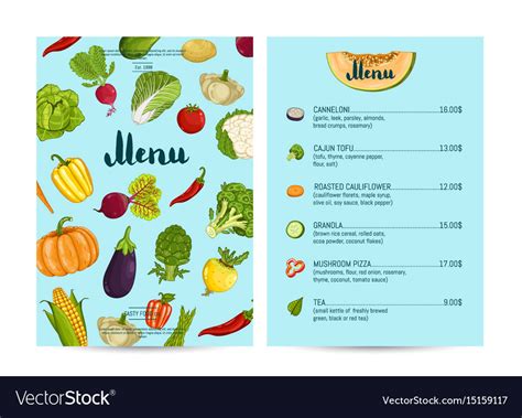 Vegan Cafe Food Menu Design Royalty Free Vector Image
