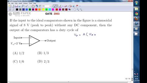 Gate 2003 Ece Op Amp Comparator With Sinusoidal Input With 2 Volts