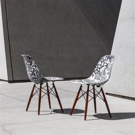 Shepard Fairey And Keith Haring Artworks Applied To Mid Century Chairs