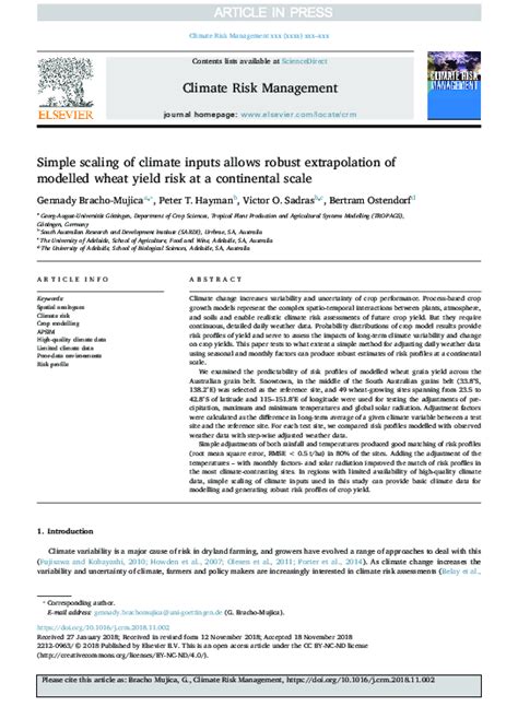 Pdf Simple Scaling Of Climate Inputs Allows Robust Extrapolation Of