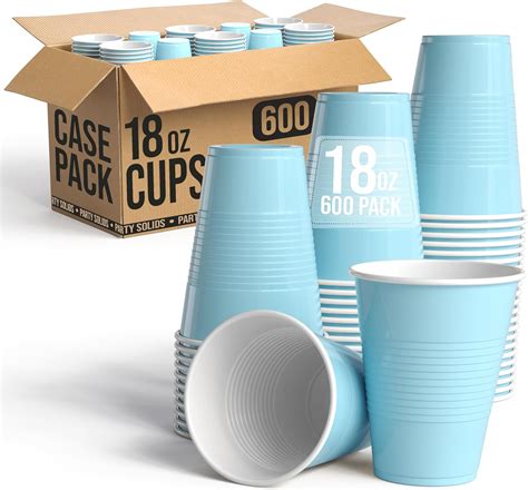Party Solids 18 Oz Light Blue Plastic Cups For Party
