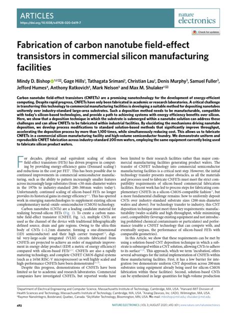 fabrication of carbon nanotube field effect transistors in commercial