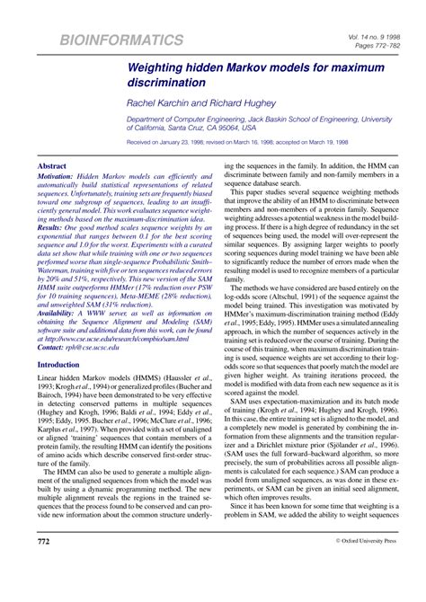 pdf weighting hidden markov models for maximum discrimination