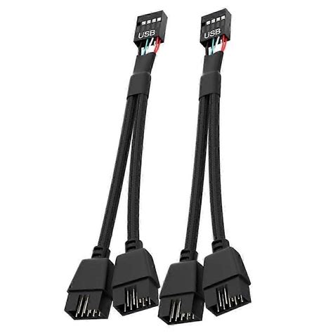 2 Pack Usb 20 9 Pin Y Splitter Cable Motherboard Extension For Dual