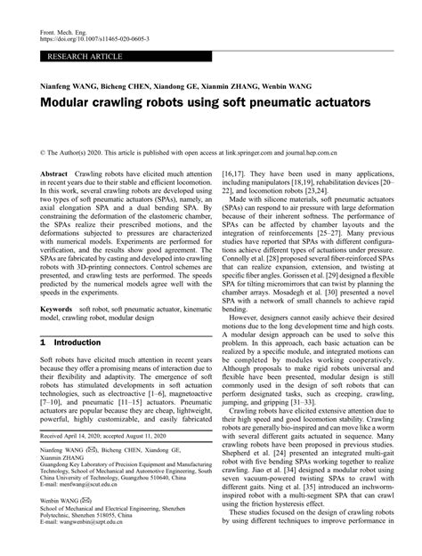 Pdf Modular Crawling Robots Using Soft Pneumatic Actuators