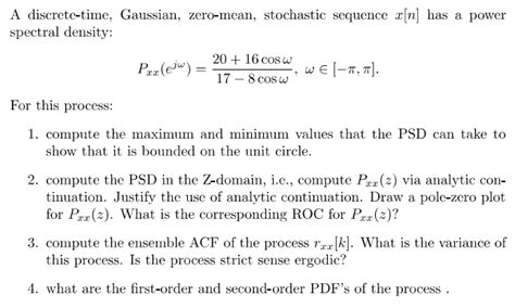 Solved A Discrete Time Gaussian Zero Mean Stochastic