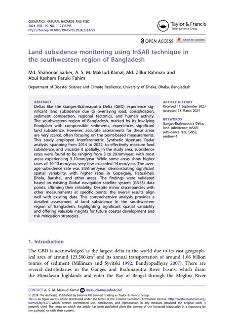 Pdf Land Subsidence Monitoring Using Insar Technique In The