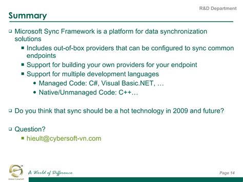 Microsoft Sync Framework Ppt
