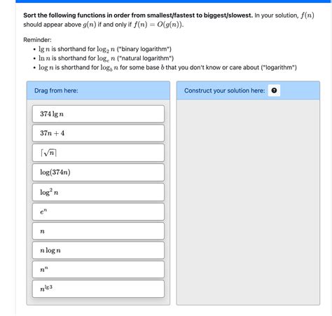 solved sort the following functions in order from