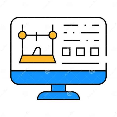 Monitor With Printer Settings Icon Color Illustration Stock Vector