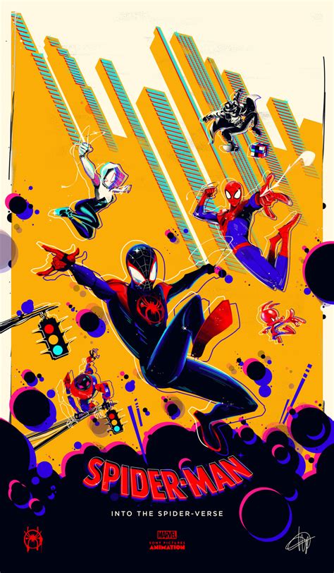 Spider Man Into The Spider Verse Movie Poster With Red And White Suit ...