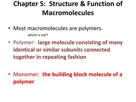 Ppt Chapter 5 Structure And Function Of Macromolecules Powerpoint Presentation Id 9341221