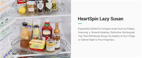 Lamu 2 Pack Rectangular Lazy Susan Organizer Turntable For Refrigerator Cabinet