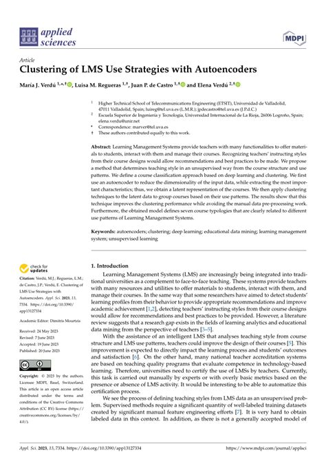 Pdf Clustering Of Lms Use Strategies With Autoencoders