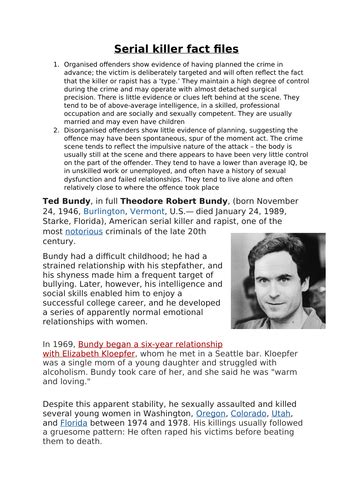 Aqa Psychology Top Down Offender Profiling Teaching Resources